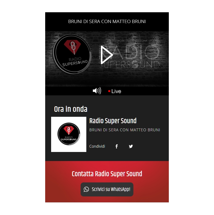 Il nuovo Player per Radio Super Sound - Web Radio Design